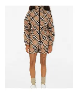Burberry Checked Hooded Jacket With Equestrian Knight Decal