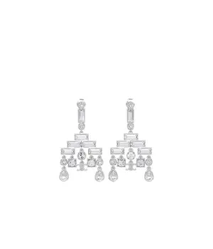 Celine Heirlooms Chandelier Earrings In Strass And Brass With Rhodium Finish - Silver