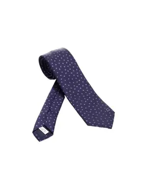 FERRAGAMO Star-embroidered Silk Neck Tie - Black