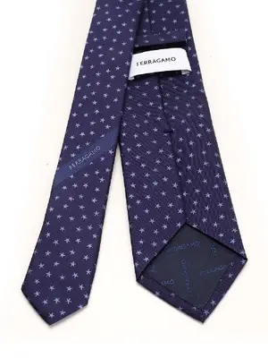 FERRAGAMO Star-embroidered Silk Neck Tie