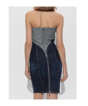 Dsquared2 Slim Fit Sleeveless Denim Mini Dress - Navy Blue