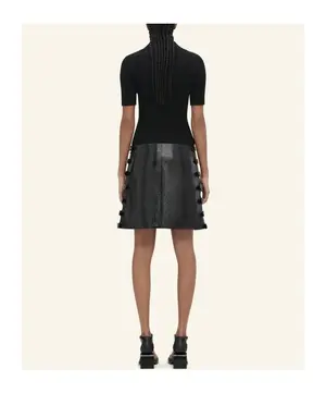 COURREGES Courrèges Rib Knit Short Sleeve Polo Shirt - Black
