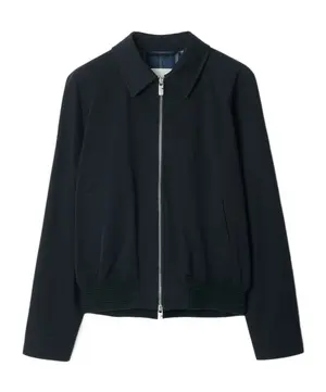 Burberry Long Sleeve Zip-up Shirt Jacket - Navy Blue