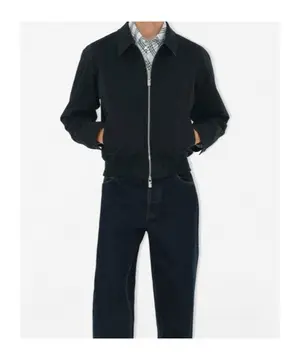 Burberry Long Sleeve Zip-up Shirt Jacket - Navy Blue
