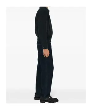Burberry Long Sleeve Zip-up Shirt Jacket - Navy Blue