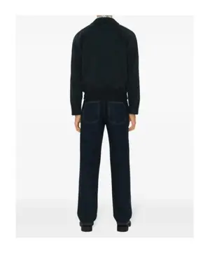 Burberry Long Sleeve Zip-up Shirt Jacket - Navy Blue