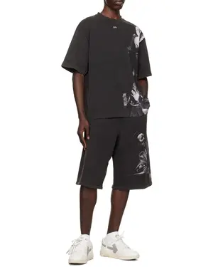 Off-White High Waisted Graphic Print Shorts