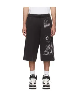 Off-White High Waisted Graphic Print Shorts