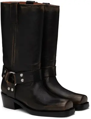 Paris Texas Roxy Brushed Leather Boots - Black