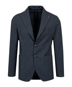 Tagliatore Long Sleeved Suit Jacket With Stripes And Lapel Detail