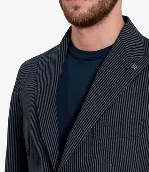 Tagliatore Long Sleeved Suit Jacket With Stripes And Lapel Detail
