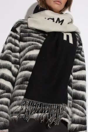 Marc Jacobs Logo Jacquard Fringed-edge Scarf - Black