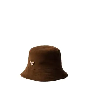 Prada Triangle Logo Bucket Hat - Brown