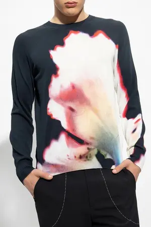 Alexander McQueen Solarised Flower-printed Crewneck Knitted Jumper