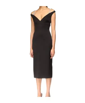 David Koma Off-shoulder Midi Dress With Crystal Straps
