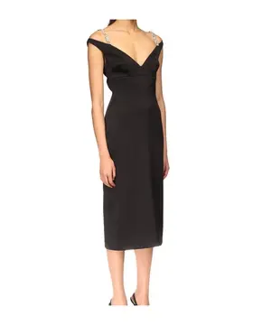 David Koma Off-shoulder Midi Dress With Crystal Straps