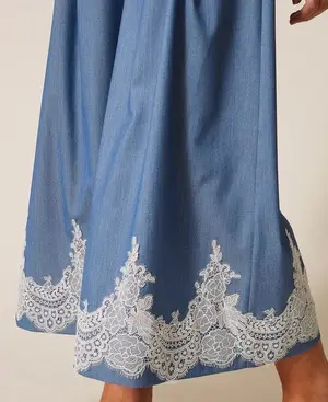 TWINSET Lace Trim Wide Leg Palazzo Pants