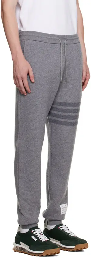 Thom Browne Four Bar Drawstring Joggers - Light Gray
