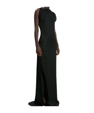 Victoria Beckham Carla Asymmetric Long Dress - Black