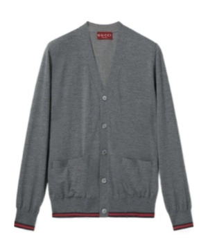 Gucci V-neck Button-up Cardigan With Ribbed Trim - Dark Gray