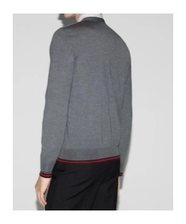 Gucci V-neck Button-up Cardigan With Ribbed Trim