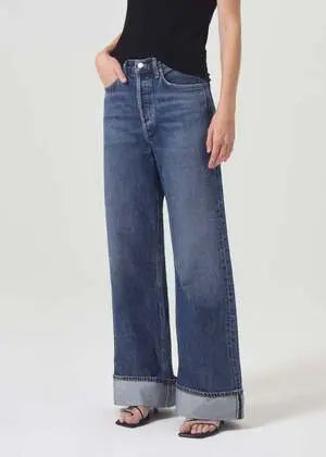 AGOLDE Dame High-waisted Wide-leg Jeans - Blue