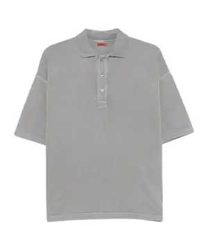 Barena Venezia Buttoned Logo Embroidered Polo Shirt - Grey