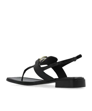 FERRAGAMO Embossed Gancini Flat Sandals - Black