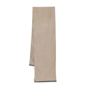 Emporio Armani Fringed Silk Scarf - Nude