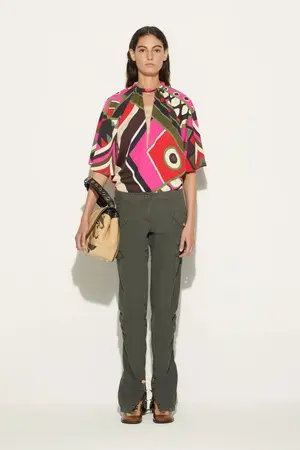 Emilio Pucci Vivara Print Cap Sleeve V-neck Blouse