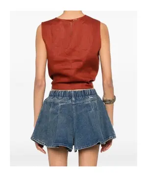 TWINSET Embroidered Sleeveless Top With Drawstring Hem