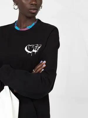 Off-White Graffiti Logo Cotton Sweatshirt - Black