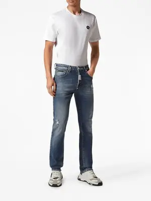 Philipp Plein Logo Patch Straight-cut Jeans - Blue