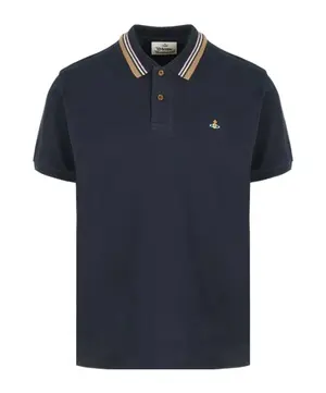 VIVIENNE WESTWOOD Short Sleeved Orb-embroidered Polo Shirt - Black