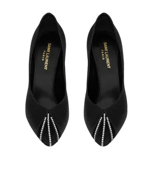 Saint Laurent Embellished Satin Pumps - Black