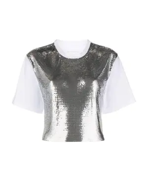 Rabanne Short Sleeve T-shirt With Mesh And Chain Details