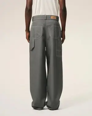 AMI Paris Wide-leg Worker Trousers - Carbon