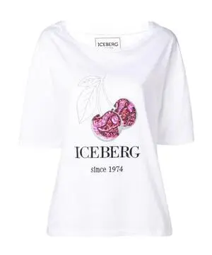 Iceberg Printed T-shirt With Embellished Cherries