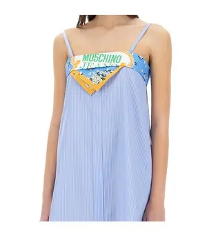 Moschino Spaghetti Strap Striped Dress