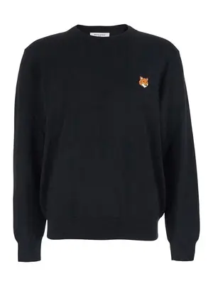 Maison Kitsuné Fox Head Crewneck Jumper - Black