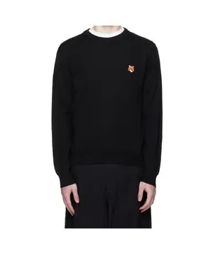 Maison Kitsuné Fox Head Crewneck Jumper - Black