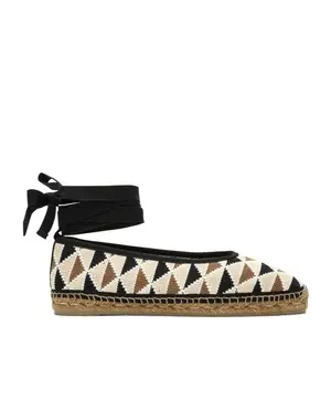 CastaÑer Crochet Espadrilles With Tie Ankle Fastening - Black