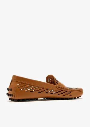 TOD'S Logo Engraved Perforated Loafers
