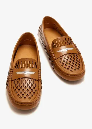 TOD'S Logo Engraved Perforated Loafers
