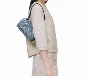 Marc Jacobs Quilted Denim Mini Dual Shoulder Bag - Gray