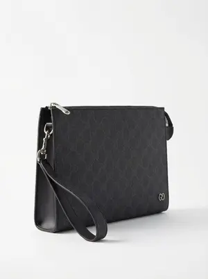 Gucci Gg Monogram Wristlet Clutch Bag - Black