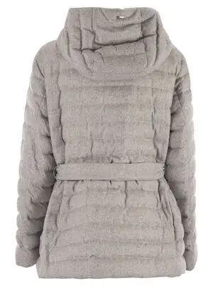 Herno Quilted Belted Down Jacket With Hood - Gray