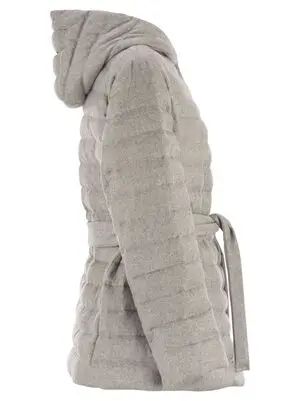 Herno Quilted Belted Down Jacket With Hood - Gray