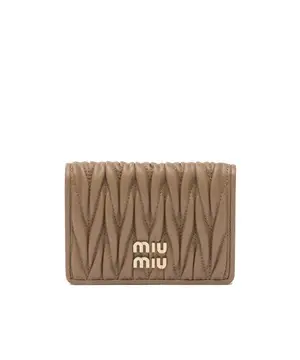 Miu Miu Logo-lettering Matelassé Cardholder - Brown