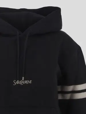 Saint Laurent Logo Embroidered Long Sleeve Hoodie